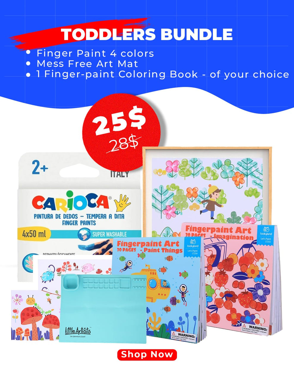 Toddlers Bundle (Finger Paint) - Safe Mess-Free Art Kit for Kids ...
